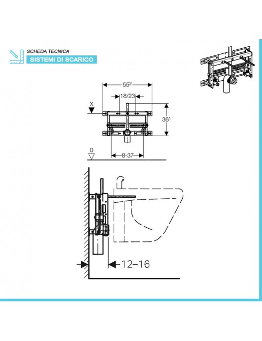 Geberit Combifix modulo installazione in acciaio inox per bidet sospesi ...