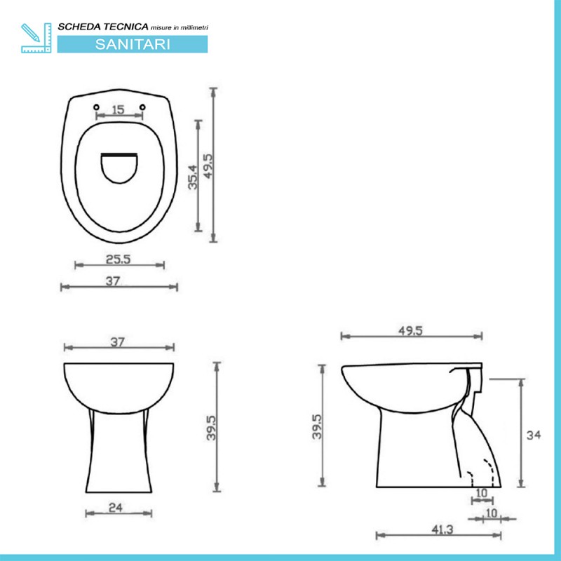 Wc tradizionale a pavimento in ceramica serie Clara