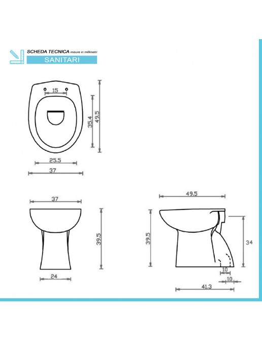 Wc tradizionale a pavimento in ceramica serie Clara