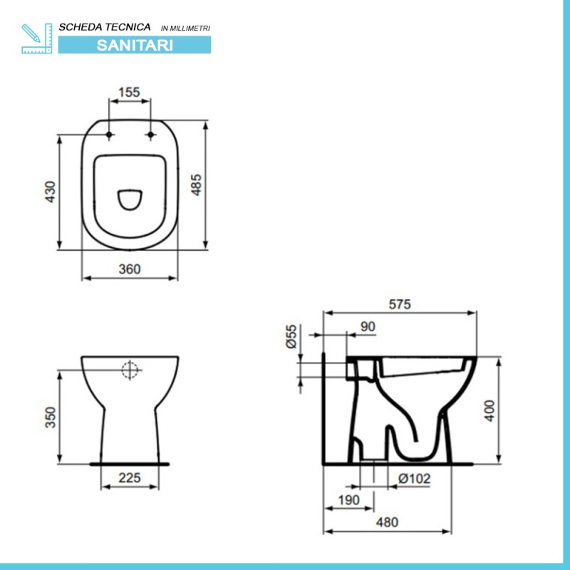 Sanitari Ideal Standard tradizionali scarico a terra e copriwater ...