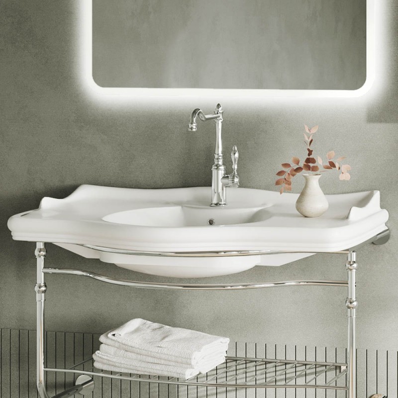 Mobile bagno sospeso 115 cm in metallo cromato con lavabo Gardenia