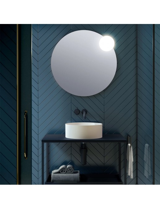 Specchio bagno tondo diametro 70 con applique LED cromata