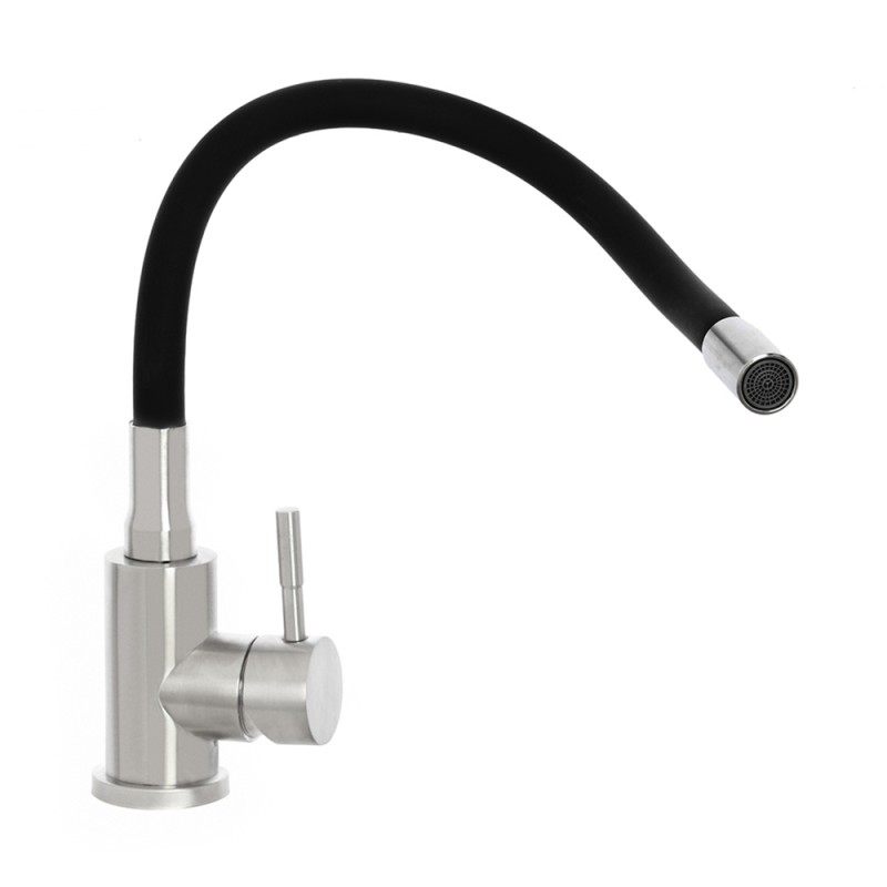 Miscelatore cucina spazzolato in acciaio inox con canna orientabile in ...