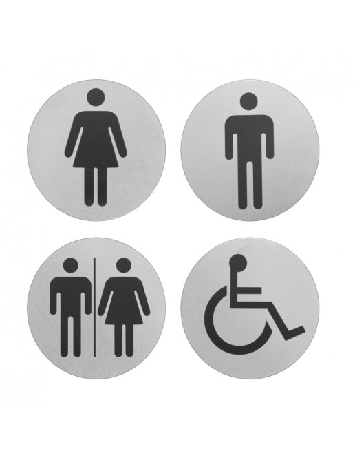 Targhetta wc disabili in alluminio spazzolato fissaggio con biadesivo