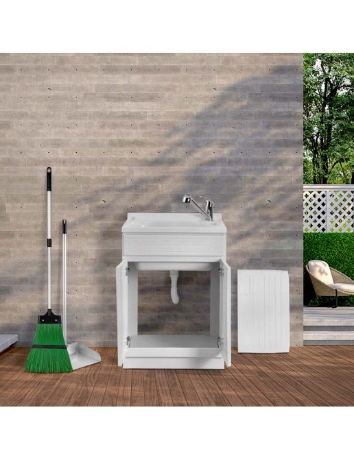 Mobile lavatoio 60x45 da esterno con vasca in resina e asse lavapanni
