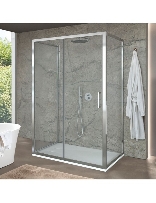 Box doccia 70x100x70 cm con porta scorrevole trasparente H 200 cm Ted