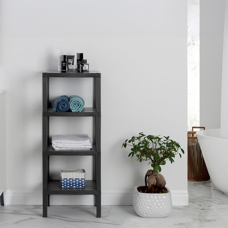 Scaffale bagno 4 ripiani grigio effetto legno in kit montaggio Buzz