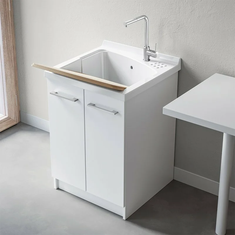 Mobile lavatoio 75x61 cm a due ante con vasca in ceramica Revine