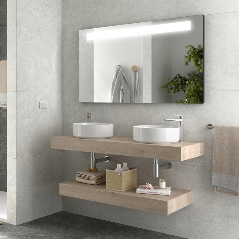 Mensola portalavabo da 120 cm in legno MDF noce maya Sumo