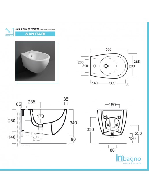 Sanitari Sospesi Simas Modello Vignoni RIMLESS con Sedile Soft-Close WC + Bidet